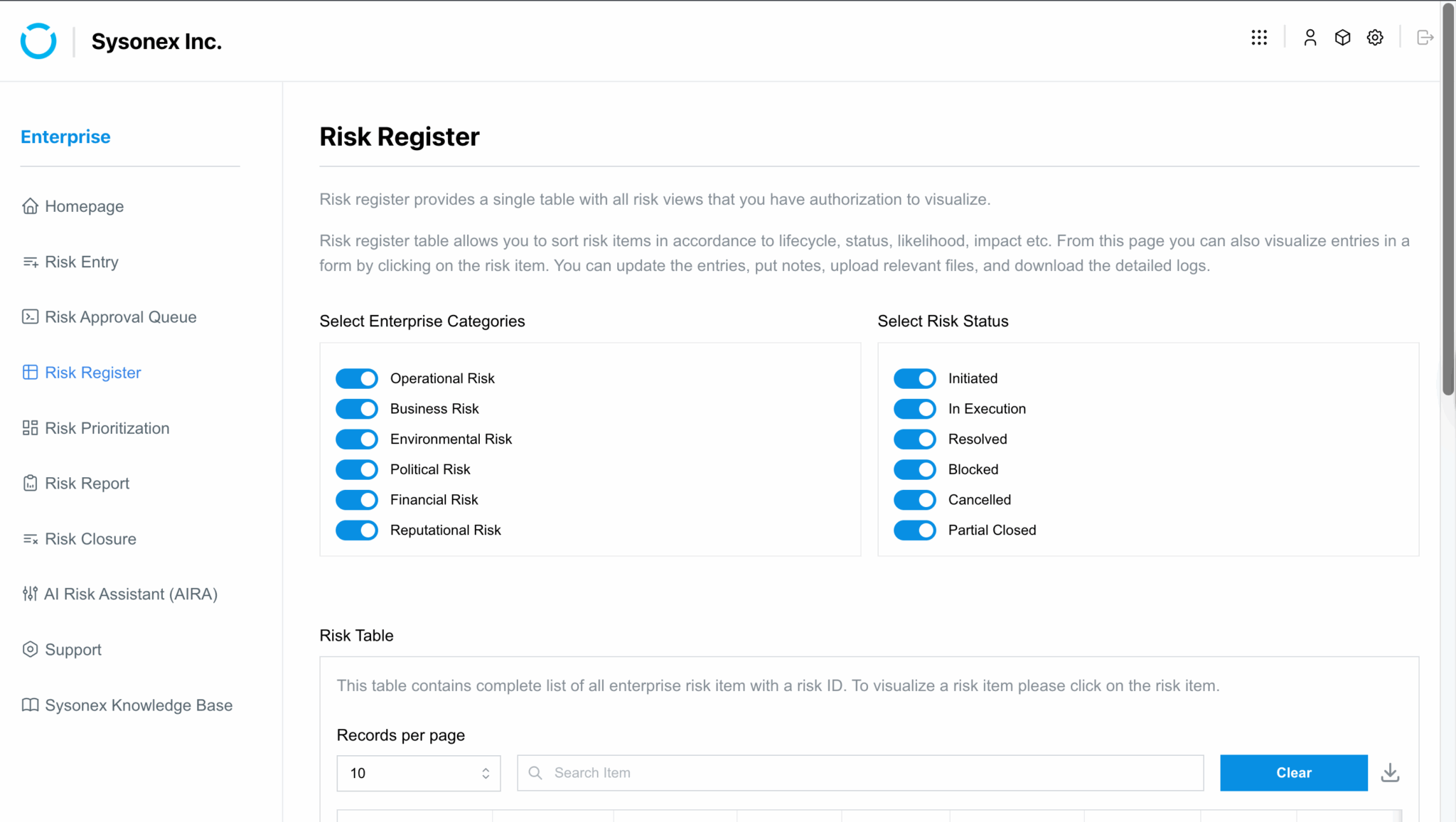 SysRisk - Risk Management Platform